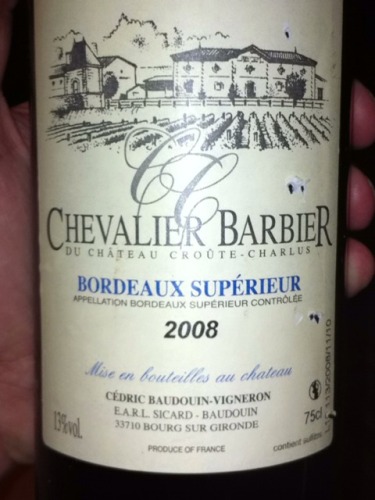 Château Croûte Charlus Chevalier Barbier Bordeaux Supérieur |Vivino ...