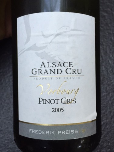 Frederik Preiss Pinot Gris Alsace Grand Cru 'Vorbourg' | Vivino US