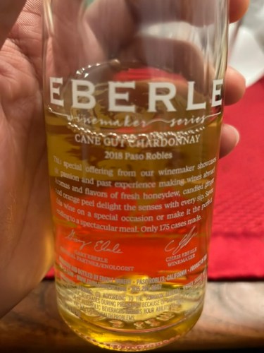 Eberle Winemaker Series Cane Cut Chardonnay | Vivino US