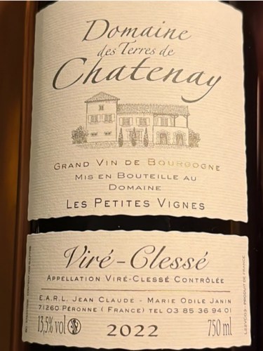 Domaine des Terres de Chatenay Les Petites Vignes Viré-Clessé | Vivino US