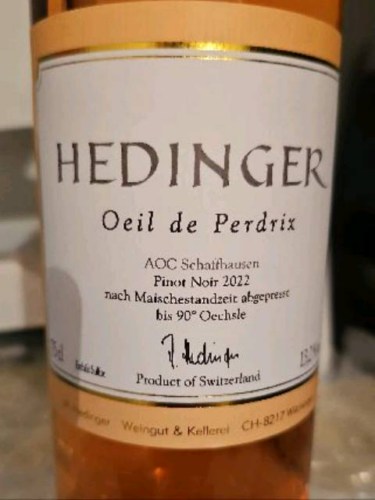 Hedinger Pinot Noir Oeil de Perdrix | Vivino US
