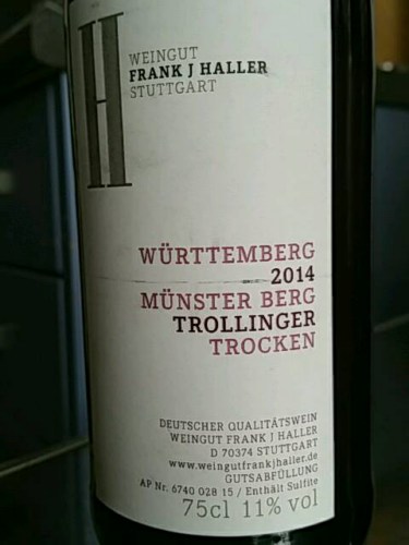 Frank J.Haller Münster Berg Trollinger Trocken | Vivino US