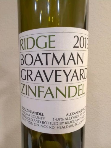 Ridge Vineyards Boatman Graveyard Zinfandel | Vivino English