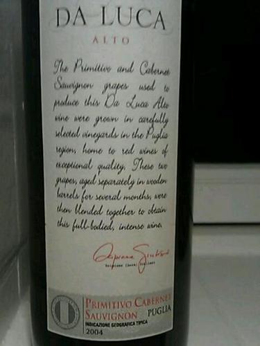 Da Luca Alto Primitivo - Cabernet Sauvignon | Vivino US