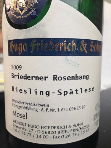Hugo Friederich & Sohn Briederner Rosenberg Riesling Spätlese | Vivino US