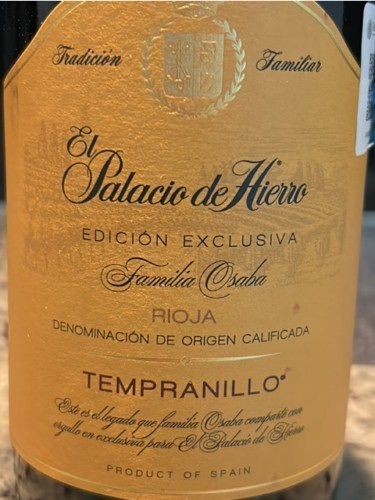 Familia Osaba El Palacio de Hierro Edicion Exclusiva Tempranillo ...