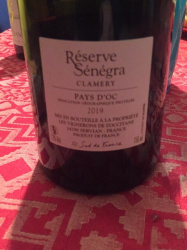 2019 Clamery - Les Vignerons de l'Occitan Réserve Sénégra Chardonnay ...