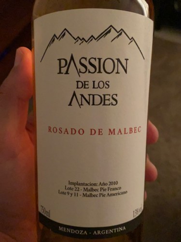 Vignes des Andes Passion de Los Andes Rosado de Malbec | Vivino France