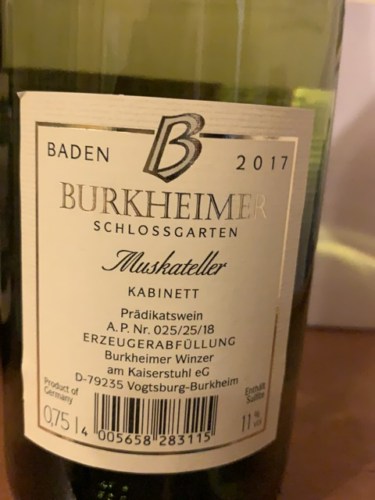 Burkheimer Schlossgarten Muskateller Kabinett | Vivino US