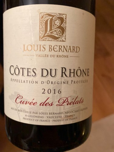 Louis Bernard Côtes du Rhône Cuvée Des Prelats Rouge | Vivino US