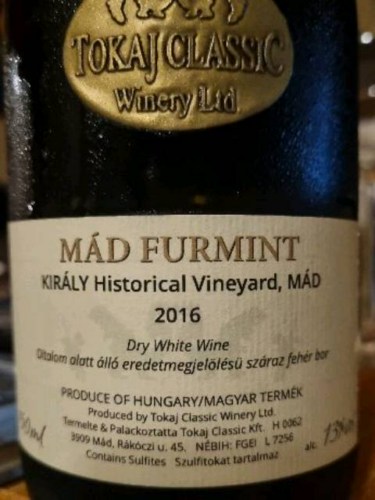 Tokaj Classic Mád Furmint Király Historical Vineyard Dry White | Vivino US