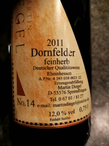 Martin Diegel Dornfelder Feinherb | Vivino US