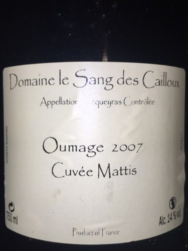 Domaine Le Sang des Cailloux Oumage Cuvée Mattis | Vivino US