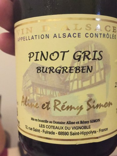 Aline et Rémy Simon Pinot Gris Burgreben | Vivino France