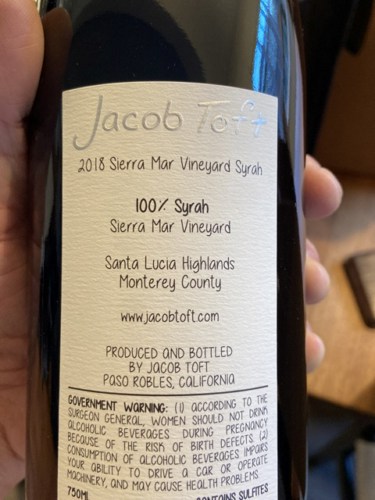 Jacob Toft Sierra Mar Vineyard Syrah | Vivino US