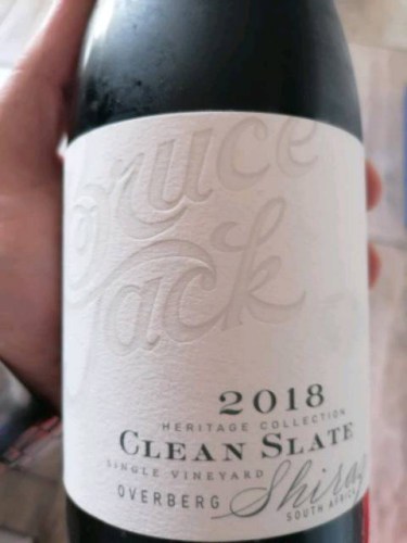 2018 Bruce Jack Clean Slate Reserve Single Vineyard Overberg Shiraz ...