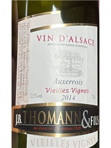 JB.Thomann & Fils Vieilles Vignes Auxerrois | Vivino US
