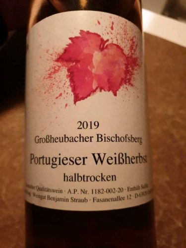 Benjamin Straub Grossheubacher Bischofsberg Portugieser Weissherbst ...