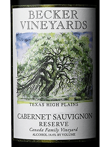 Becker Vineyards Canada Family Vineyard Reserve Cabernet Sauvignon ...