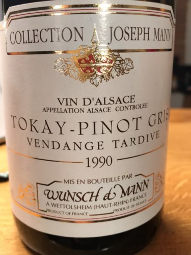 Wunsch et Mann Collection Joseph Mann Vendanges Tardives Tokay - Pinot ...