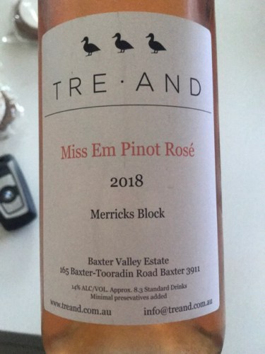 TreAnd at Baxter Valley Estate Miss Em Pinot Rosé | Vivino US