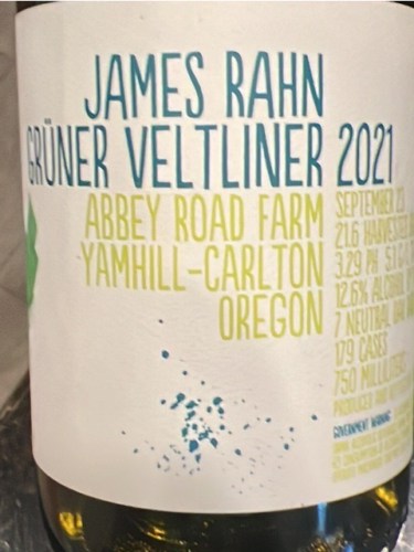 James Rahn Abbey Road Farm Grüner Veltliner | Vivino English