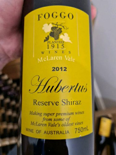 Foggo Hubertus Reserve Shiraz | Vivino US