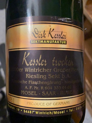 Dirk Kessler Wintricher Grosser Herrgott Riesling Sekt Kessler Trocken ...