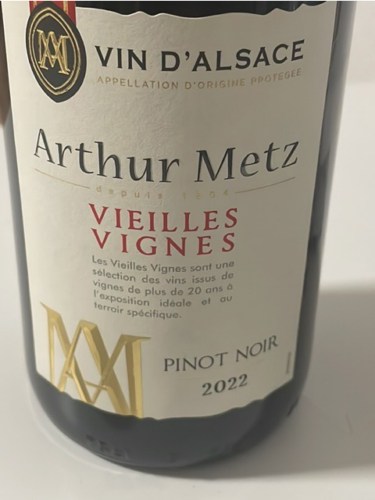 Arthur Metz Pinot Noir Alsace Vieilles Vignes | Vivino 日本語