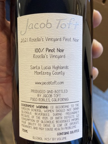 Jacob Toft Rosella's Vineyard Pinot Noir | Vivino US