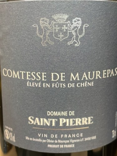 Domaine de Saint Pierre Sauvignon Pays d'Oc Saint Pierre Cuvée Comte ...