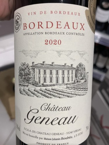 2020 Château Geneau Bordeaux | Vivino US