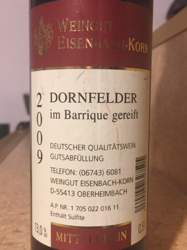 Weingut Eisenbach Korn Dornfelder Im Barrique Gereift | Vivino US