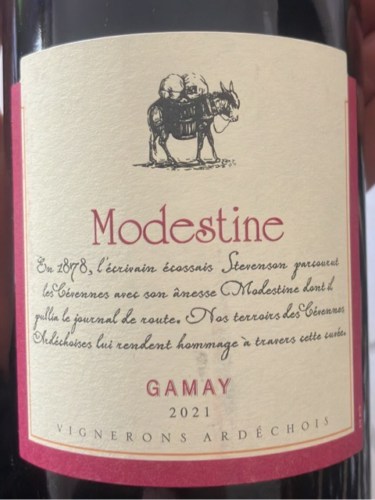 Vignerons Ardéchois Modestine Gamay | Vivino US