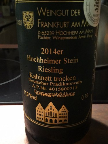 Weingut Der Stadt Frankfurt Am Main Hochheimer Stein Riesling Kabinett ...