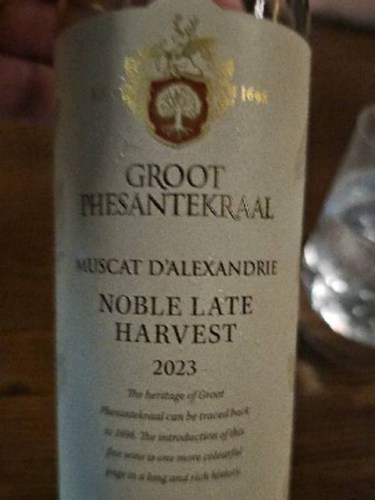 Groot Phesantekraal Muscat d'Alexandrie Noble Late Harvest | Vivino English