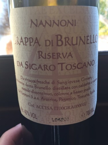 N.V. Nannoni Riserva da Sigaro Toscano Grappa di Brunello | Vivino US