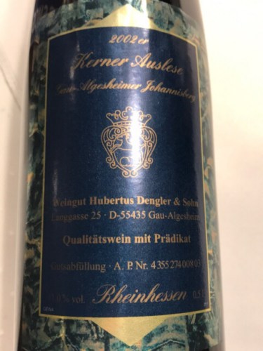 Weingut Alexander Dengler Gau-Algesheimer Johannisberg Kerner Auslese ...