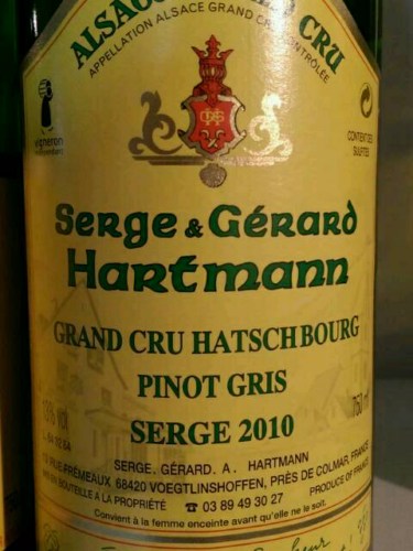 Hartmann Serge & Gérard Serge Pinot Gris Alsace Grand Cru 'Hatschbourg ...