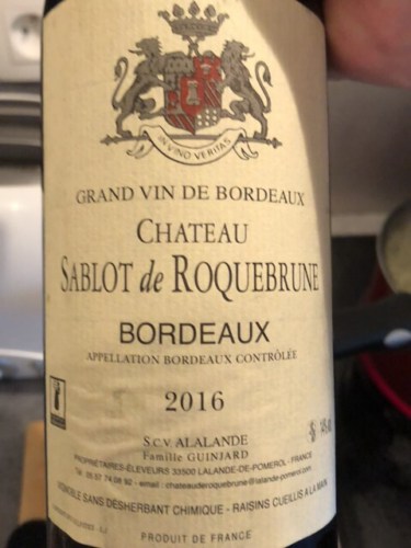2016 Château Sablot de Roquebrune Bordeaux | Vivino US