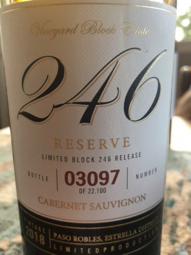 2018 Vineyard Block Estate Limited Block 246 Reserve Cabernet Sauvignon ...