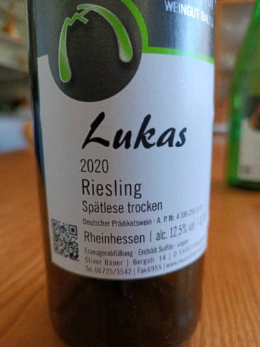 2020 Weingut Bauer Riesling Spätlese Trocken | Vivino