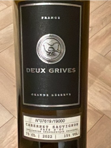Xavier Roger Deux Grives Grands Reserve Cabernet Sauvignon | Vivino US