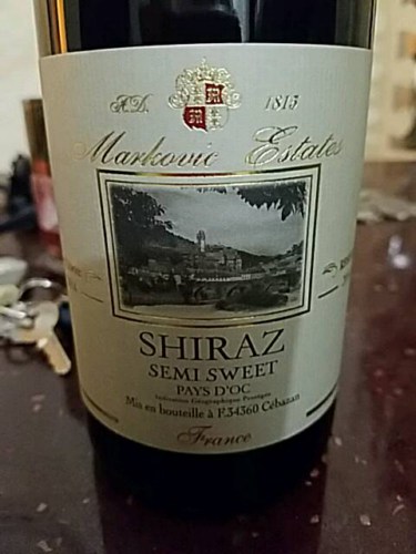 Markovic Reserve Shiraz Semi Sweet | Vivino Brasil
