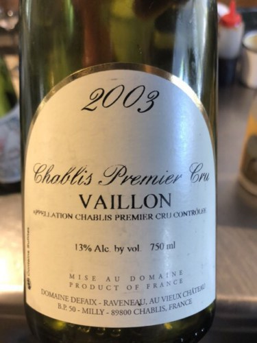 Defaix-Raveneau Chablis Premier Cru 'Vaillon' | Vivino US