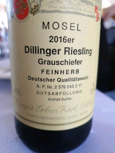 Erben Karl Dillinger Dillinger Riesling Grauschiefer Feinherb | Vivino US