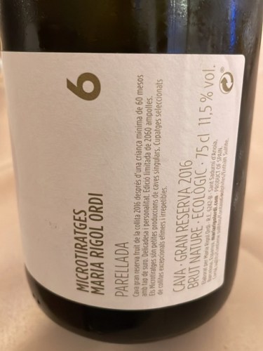 Maria Rigol Ordi Microtiratges 6 Parellada Gran Reserva Cava Brut ...