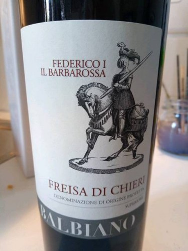 2016 Balbiano Federicoi Il Barbarossa Freisa di Chieri Superiore ...