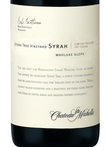 Chateau Ste. Michelle Limited Release Stone Tree Vineyard Syrah ...
