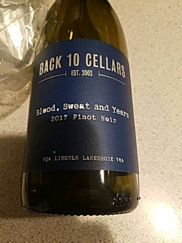 Back 10 Cellars Blood, Sweat & Years Pinot Noir | Vivino US